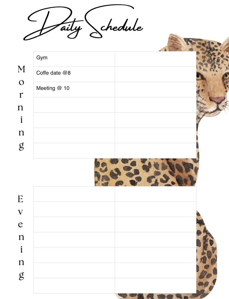 Editable Daily Planner - Leopard | Animal Collection | Printable ...