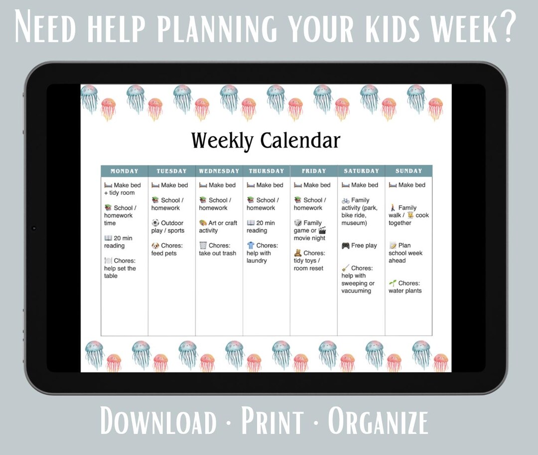 Kids Weekly Calendar | Editable & Printable Routine Planner - Etsy