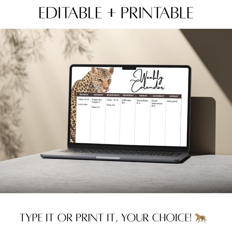 Editable Weekly Planner - Leopard | Animal Collection | Printable ...