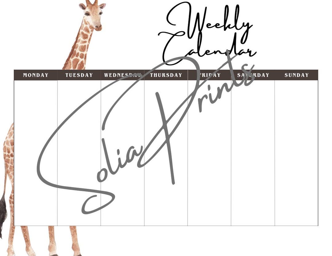 Editable Weekly Planner - Giraffe | Animal Collection | Printable ...