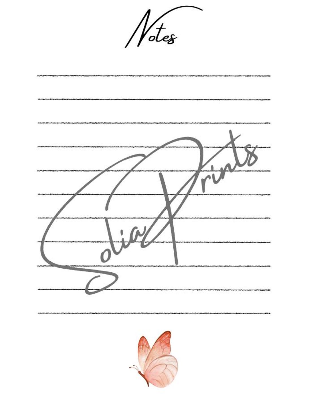 Printable Notes Page - Butterfly Collection | Printable Planner ...