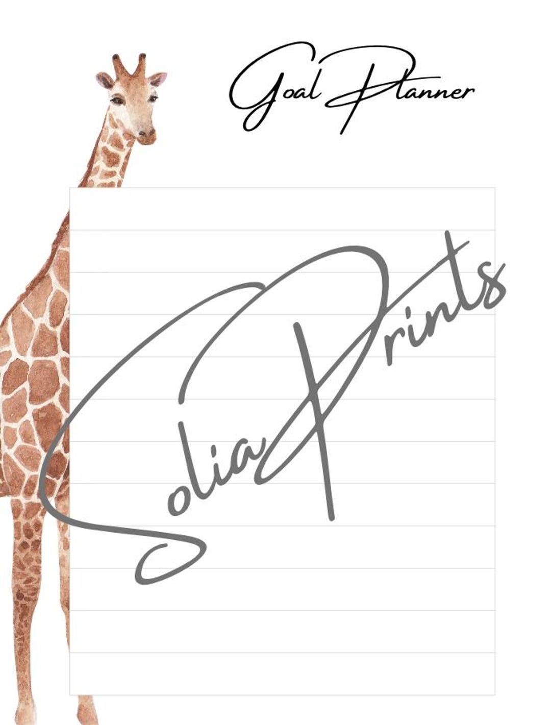 Editable Goal Planner - Giraffe | Animal Collection | Printable Planner ...