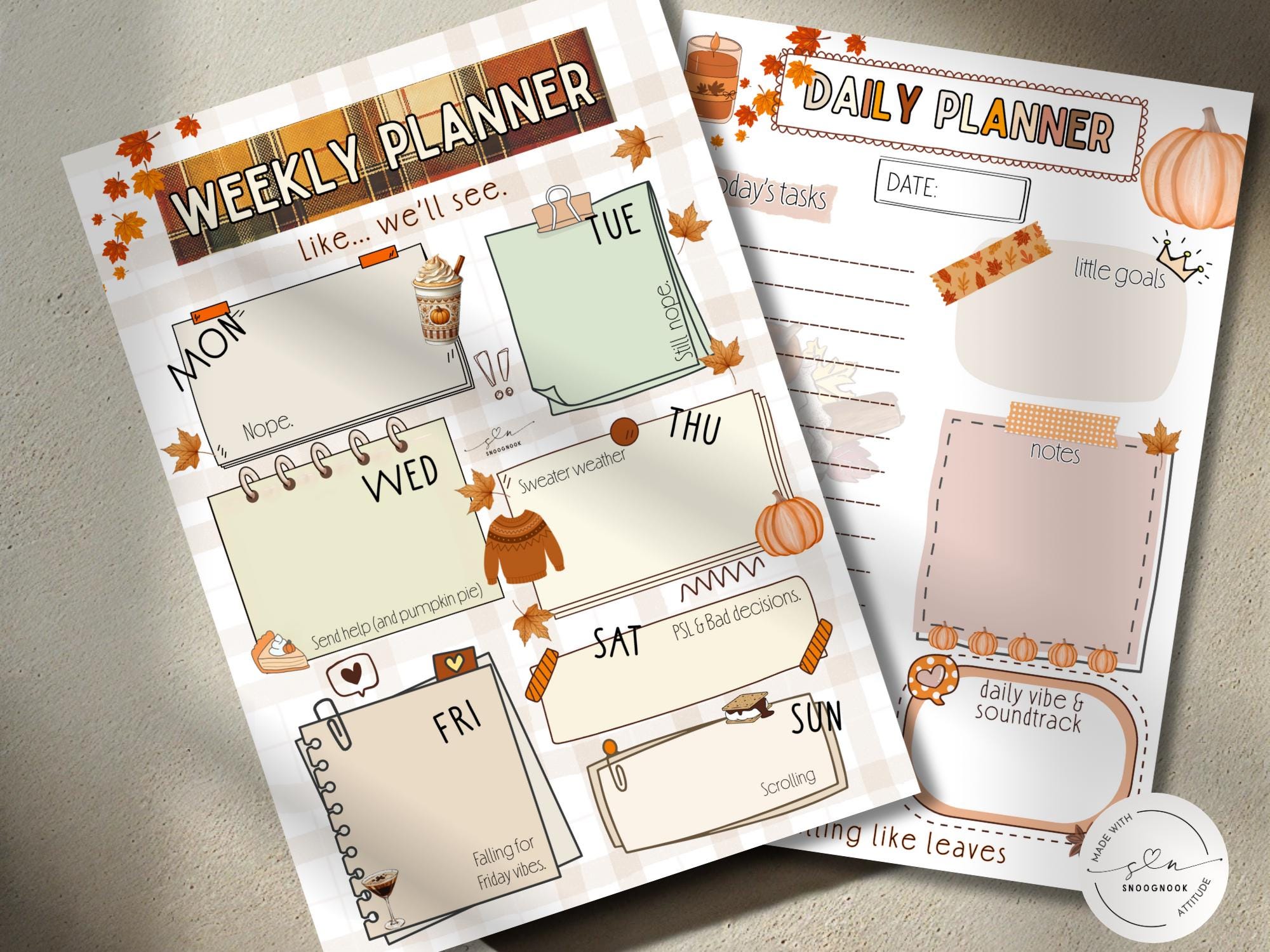 Autumn Daily & Weekly Planner: Cozy Fall Printable (PDF) - Etsy