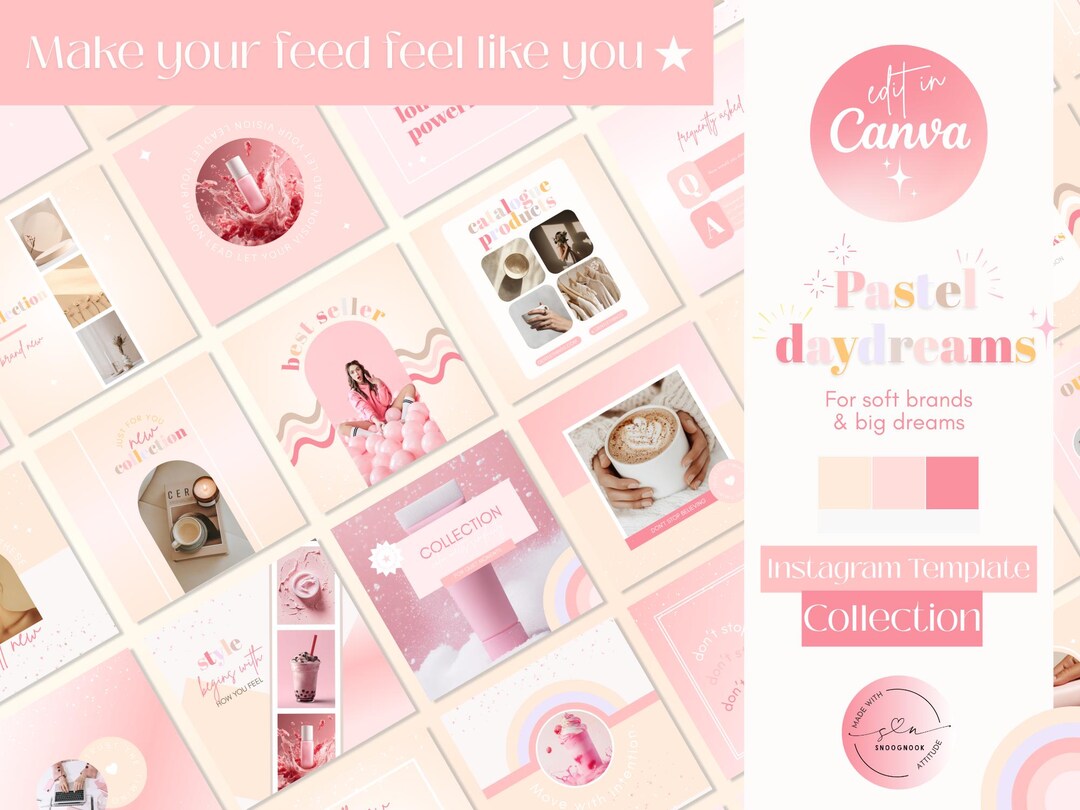 Pastel Instagram Post Templates Canva | Social Media (digital Download ...