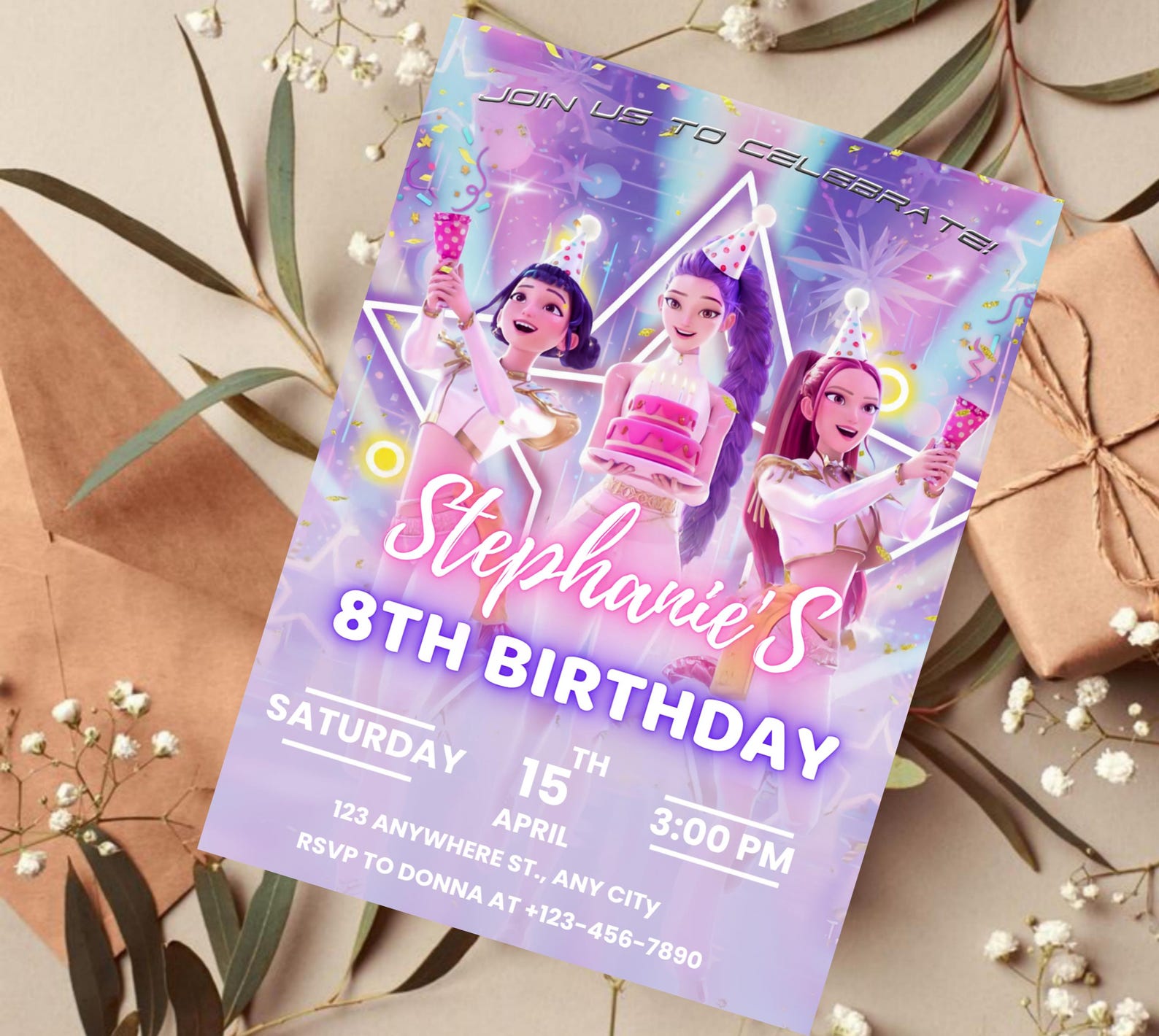 Editable Birthday Invitation|anime Theme Party|anime Invite| Birthday ...