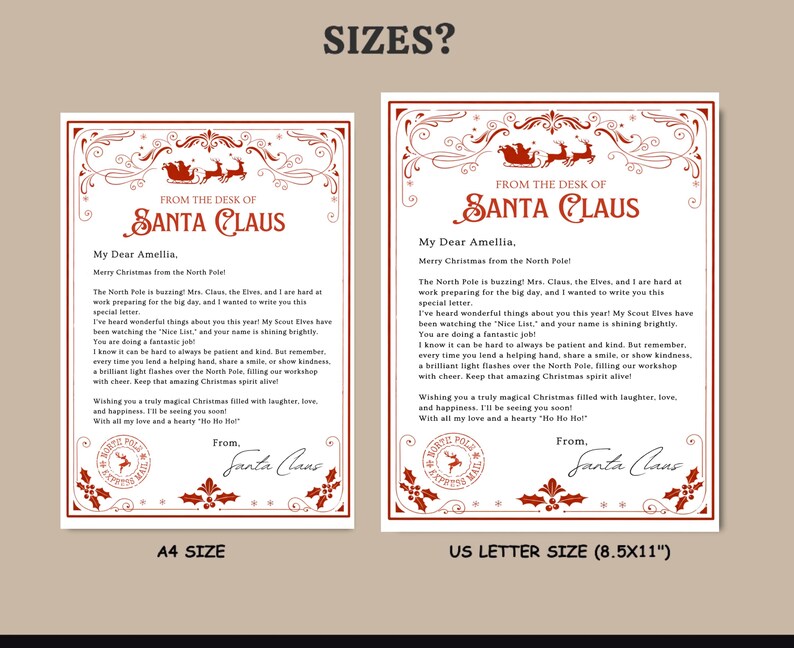 Editable Santa Letter Template for Kids, Personalized Letter From Santa ...