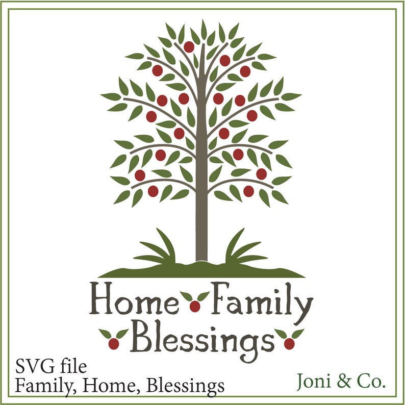 Home Family Blessings Tree SVG Printable Glass Block | Etsy