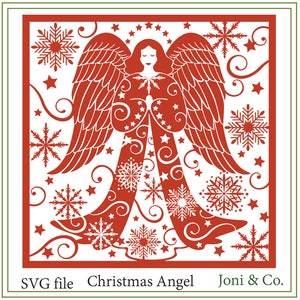 Christmas Angel Svg, Snowflake Angel Svg, Printable, Christmas Glass ...