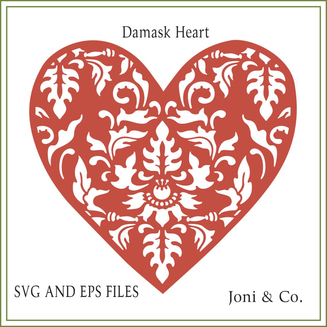 Damask Heart SVG File Valentine Wedding Svg Vinyl Cutting | Etsy