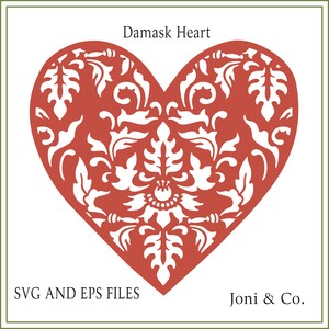 Damask Heart SVG File, Valentine, Wedding Svg, Vinyl Cutting, Greeting ...