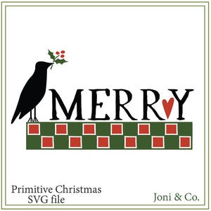 Primitive Christmas Svg, Primitive Christmas Crow Svg,,christmas Cards ...