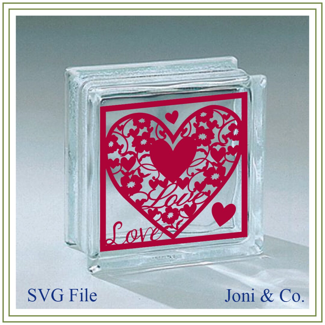 Heart SVG, Glass Block SVG, Valentine, Wedding, Vinyl Cutting, Paper ...