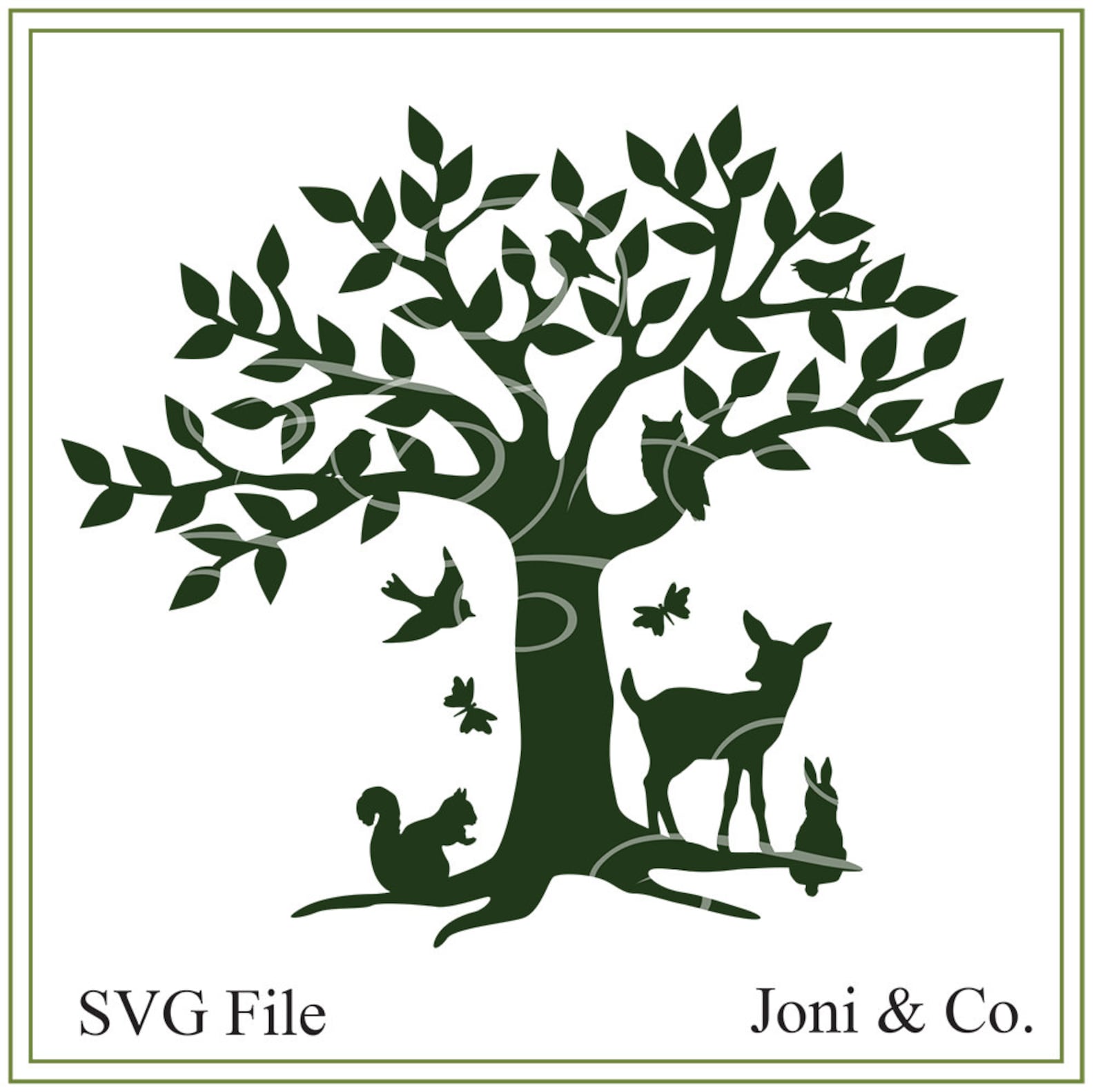 Tree SVG File, Tree With Wildlife, Animals Svg Download for Vinyl ...