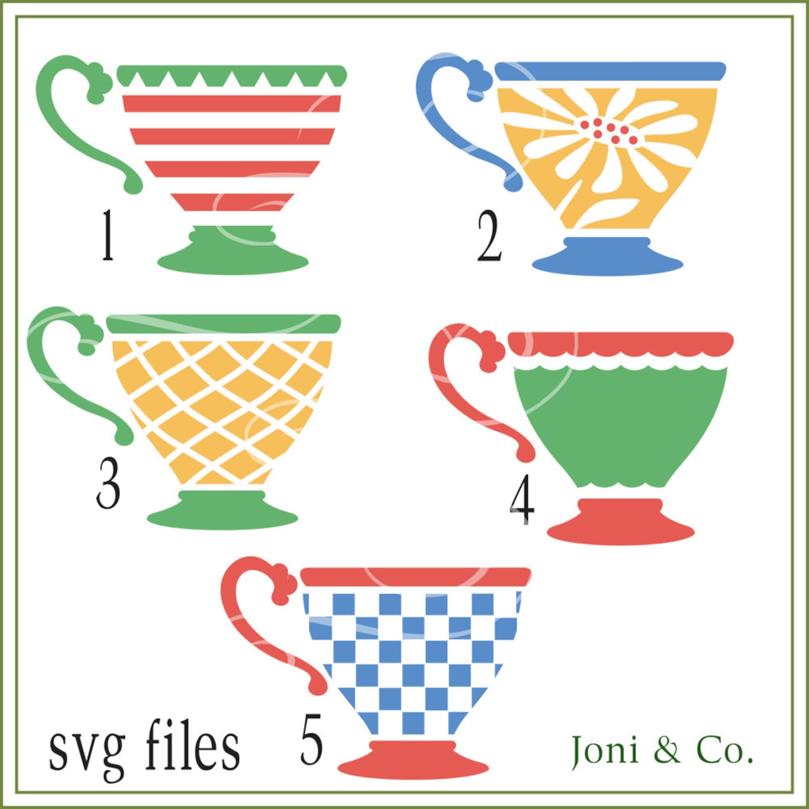 Tea Cups SVG File Kitchen Border Svg Tea Svg Kitchen Svg. | Etsy