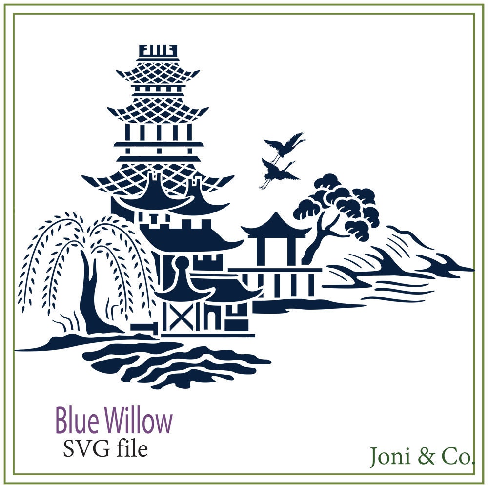 Blue Willow SVG Asian Glass Block Design SVG File Vinyl | Etsy UK