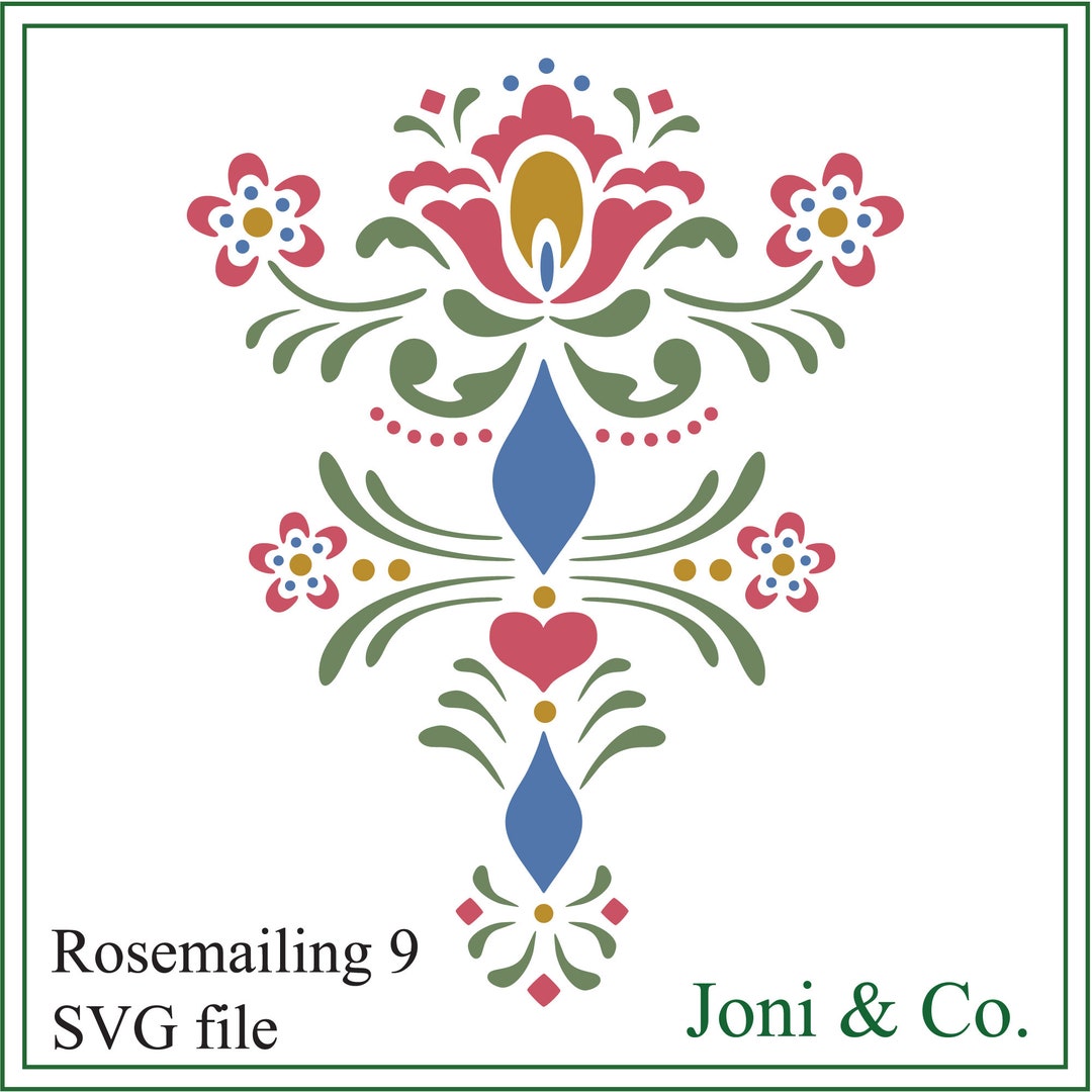 Scandinavian SVG File, Rosemaling 9 Flowers, Swedish Folk Art Svg ...