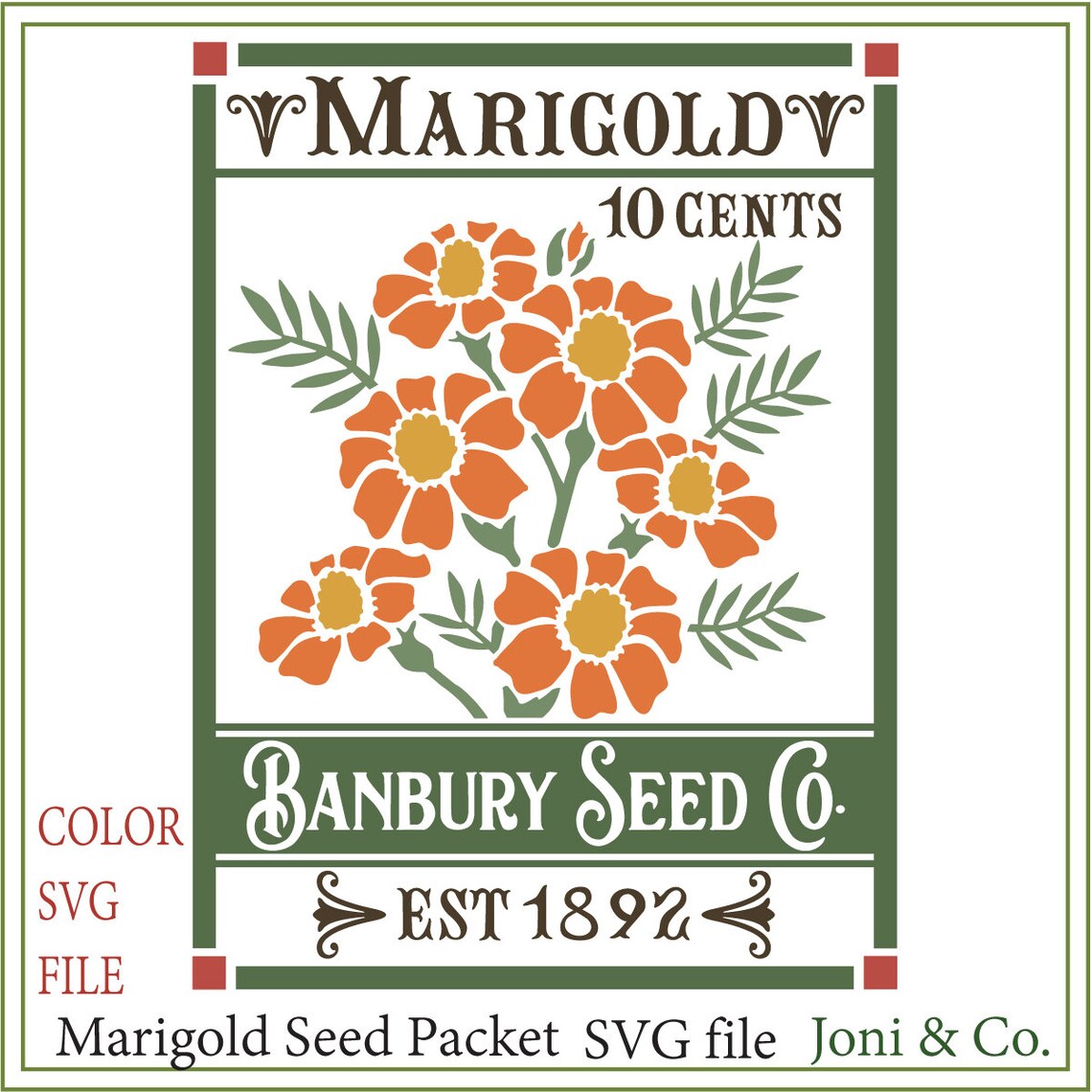 Garden SVG Marigold Seed Packet Svg Gardening Printable - Etsy