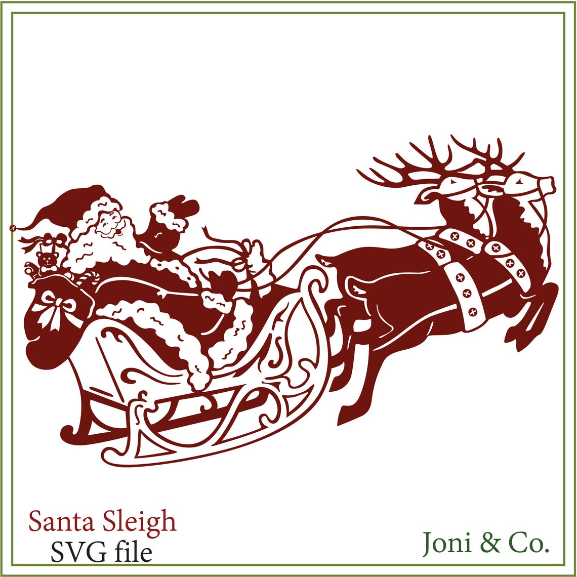 Christmas SVG Santa Sleigh SVG Christmas Glass Block Svg - Etsy
