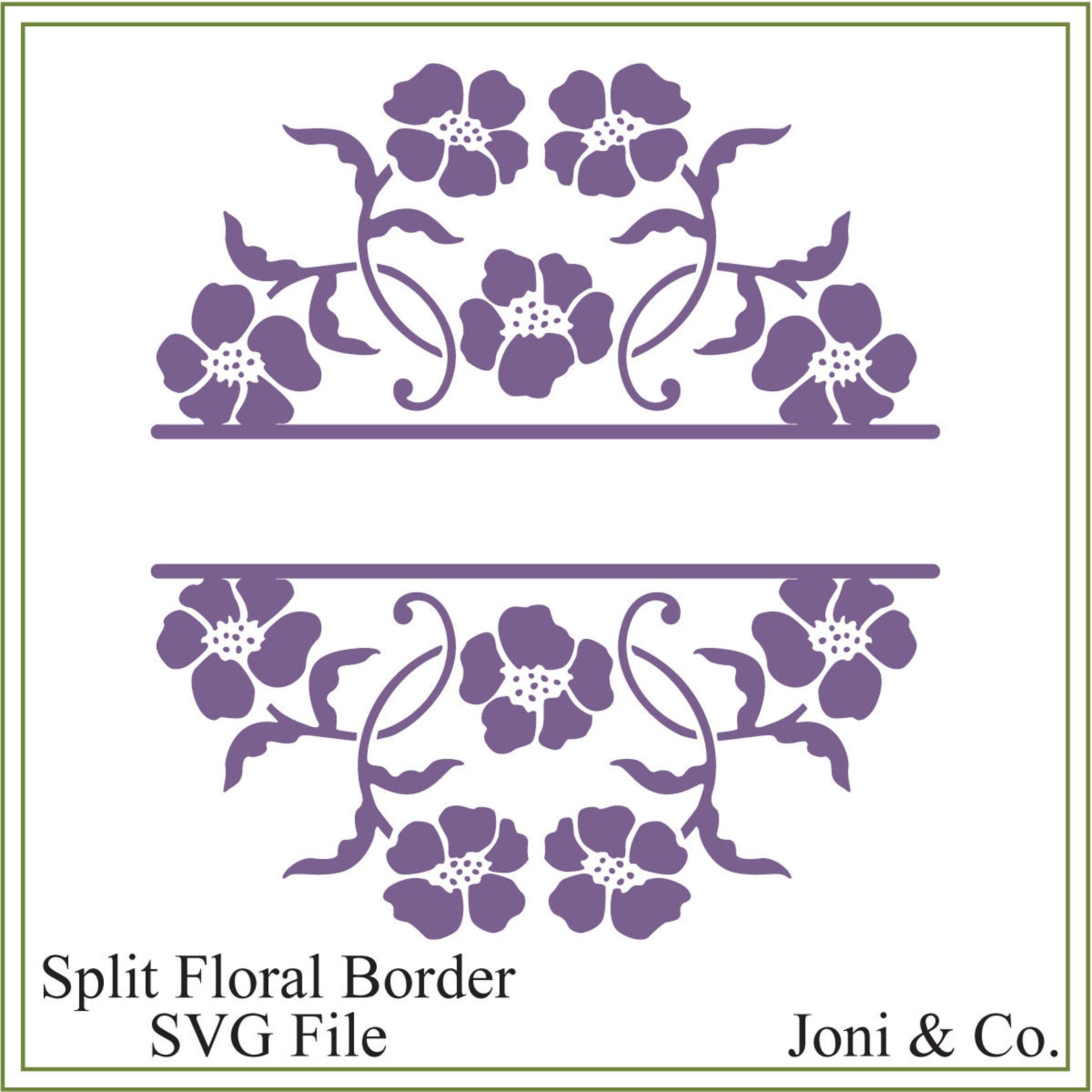 Split Floral Border Svg Monogram Border Svg Wedding Svg | Etsy