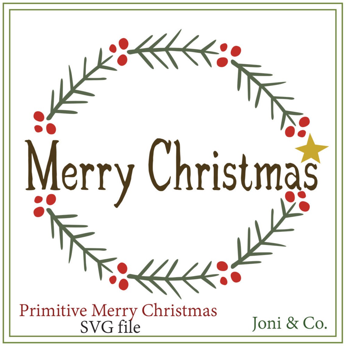 Primitive Christmas Svg Primitive Wreath Svgchristmas Cards - Etsy
