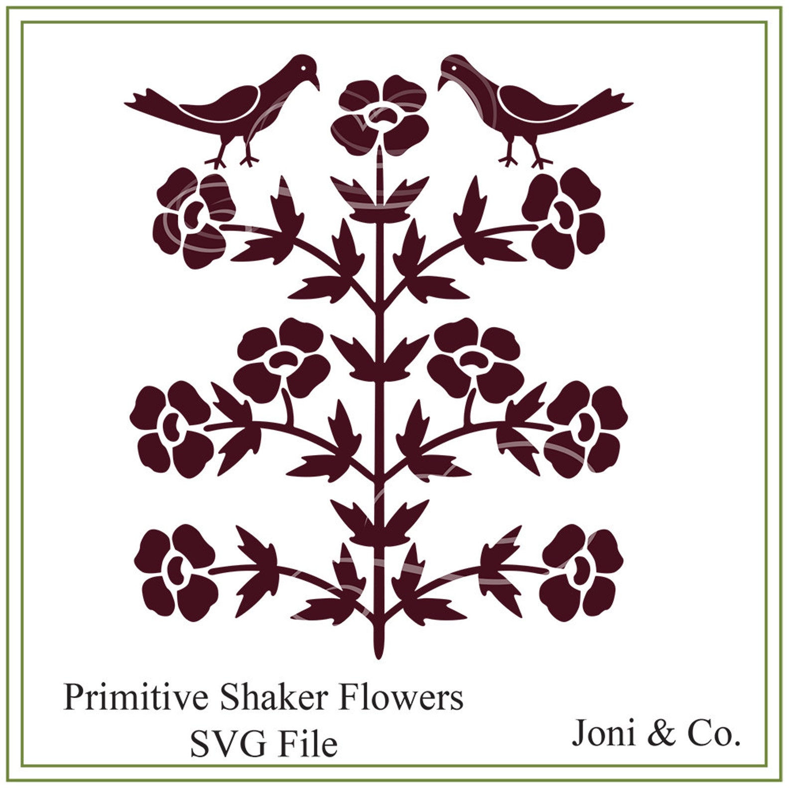 Primitive Bird SVG File Download Primitive Flowers SVG - Etsy