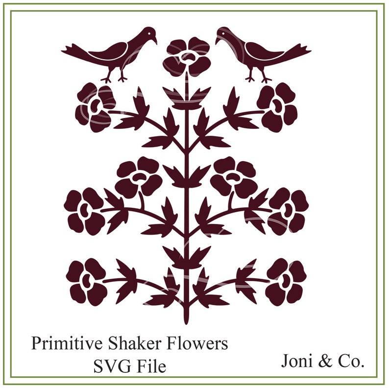 Primitive Bird SVG File Download, Primitive Flowers SVG, Shaker Svg ...