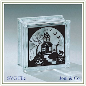 Halloween Glass Block SVG File, Haunted House Svg, Halloween ...