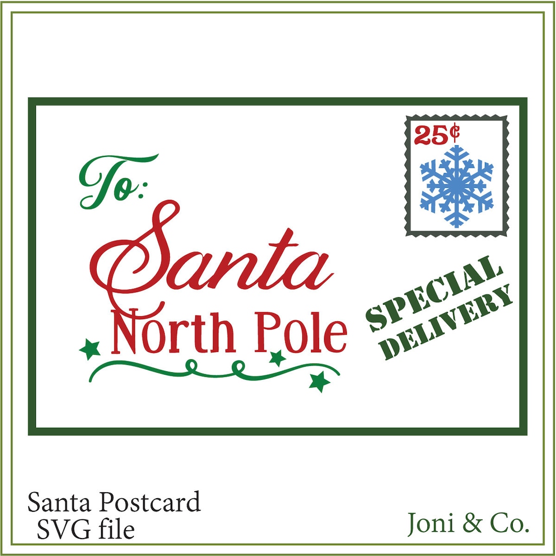 Christmas Svg, Postcard to Santa Svg, Printable, Cards, Christmas Sign ...