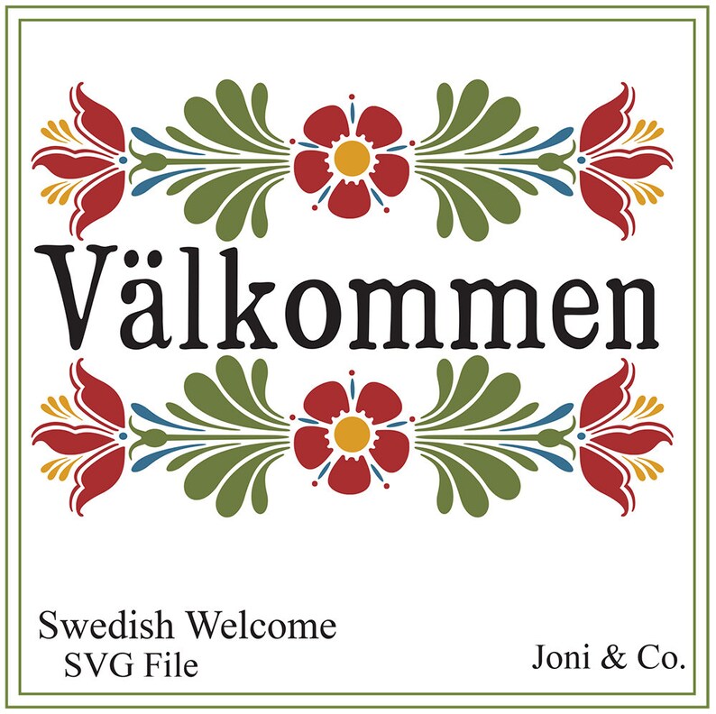 Swedish Welcome SVG, Scandinavian Welcome Svg, Rosemaling, Swedish Folk ...