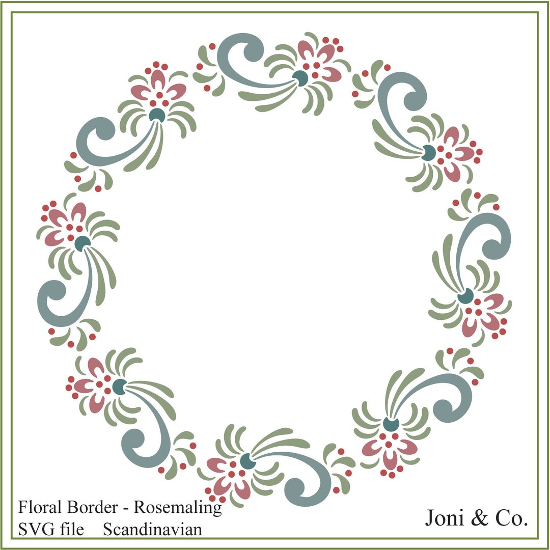 Scandinavian SVG File, Rosemaling Flower Border, Swedish Folk Art Svg ...