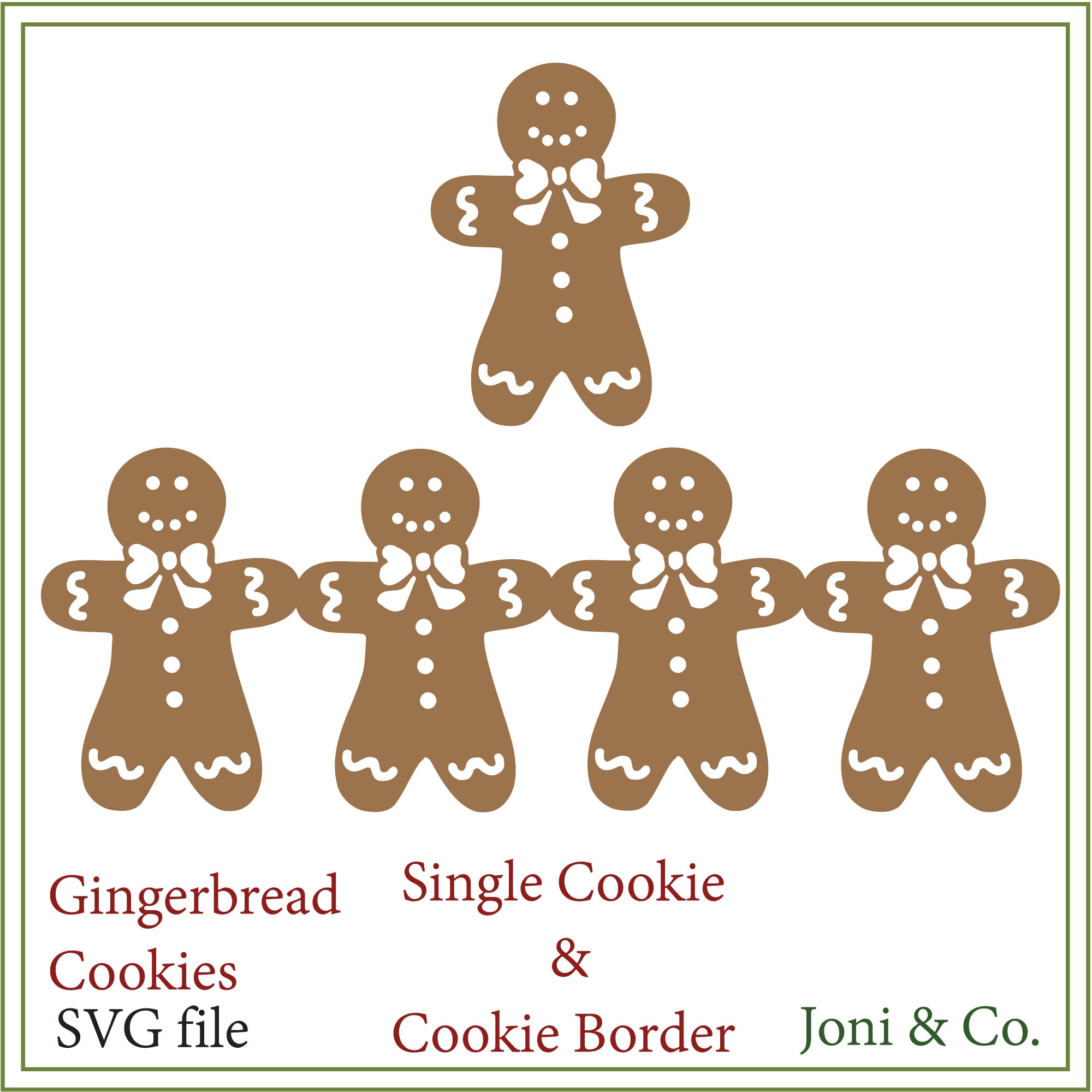 Christmas SVG file Gingerbread cookie and border svg | Etsy