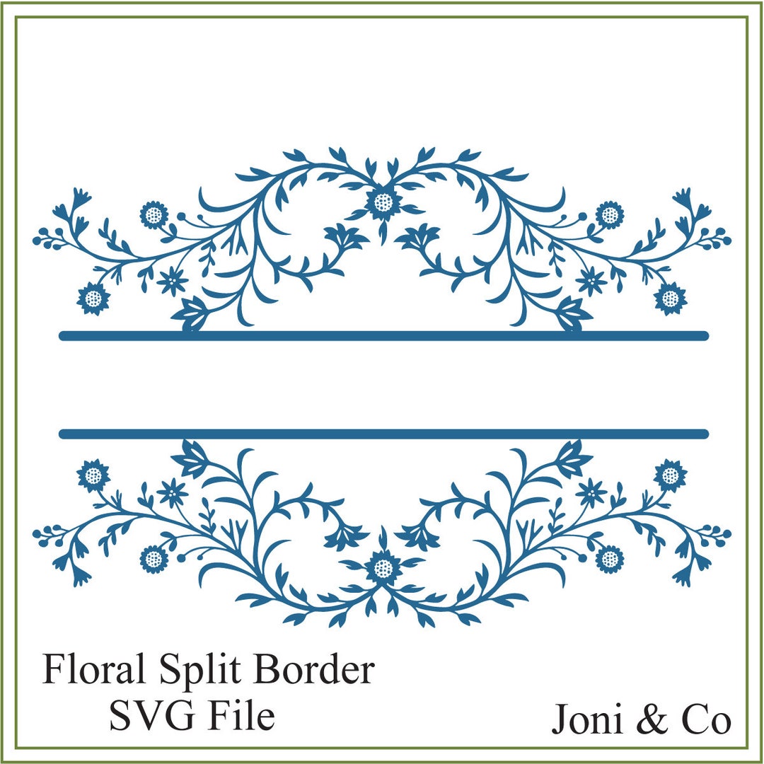 Split Floral Border Svg, Monogram Border Svg,cards, Wedding, Printable ...