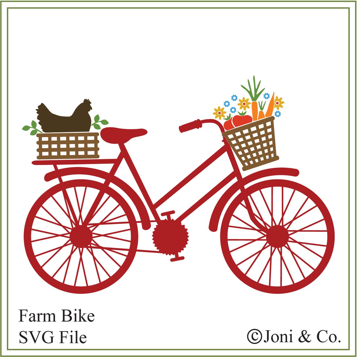 Farm Bicycle Svg, Bicycle Svg, Farmhouse Bicycle, Farm, Bike, Chicken ...