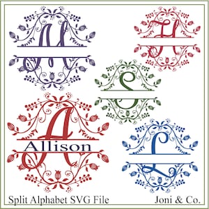 Split Floral Alphabet Svg, Monogram Alphabet, Flower Alphabet Svg ...