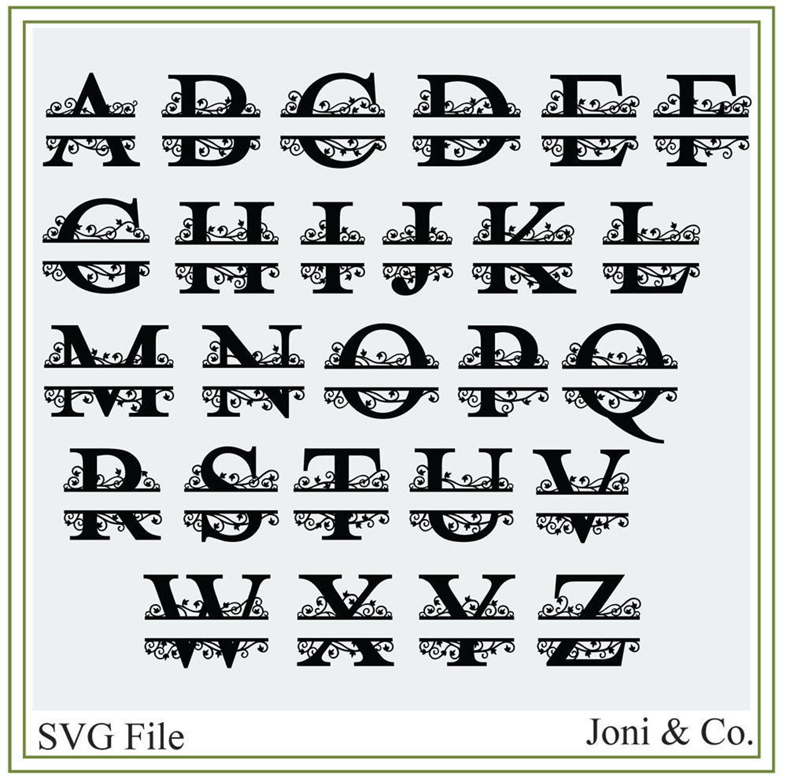 Split Alphabet Svg Monogram Alphabet Glass Block Alphabet | Etsy