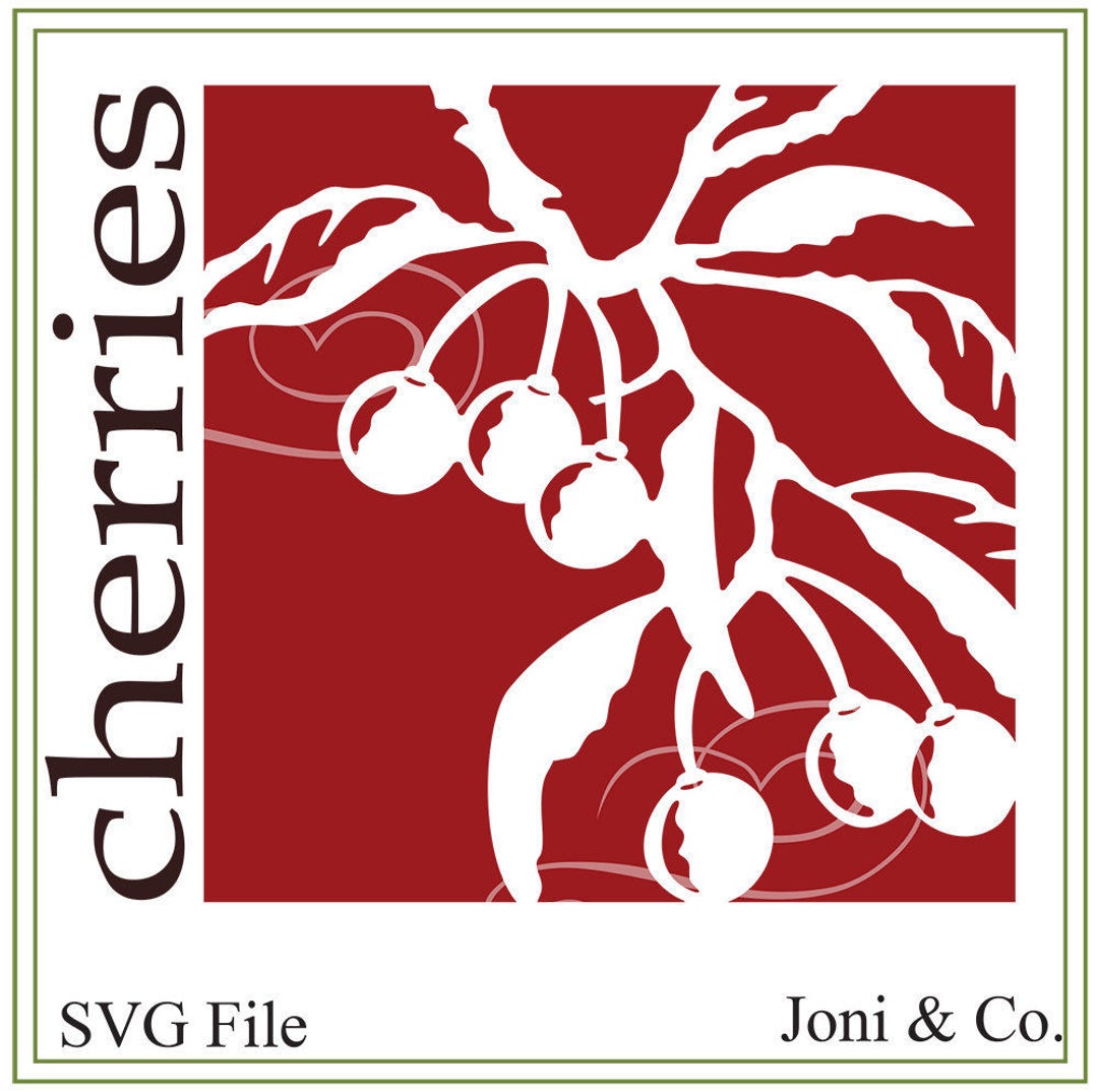 Cherry SVG File, Garden Sign Svg, Cherries Glass Block Svg, Fruit ...