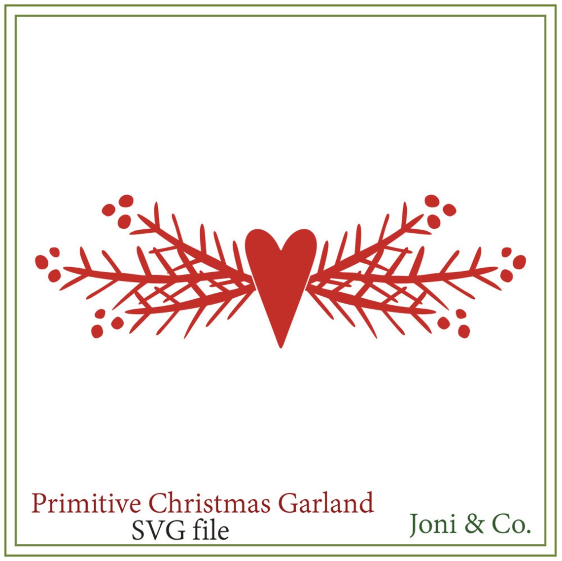 Primitive Christmas Svg Primitive Garland Svgchristmas | Etsy