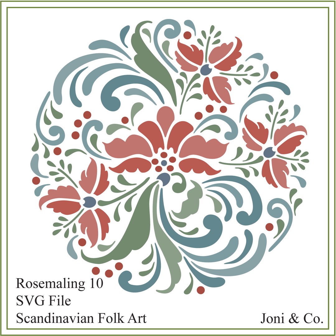 Scandinavian SVG File, Rosemaling Flowers, Swedish Folk Art Svg, Vinyl ...