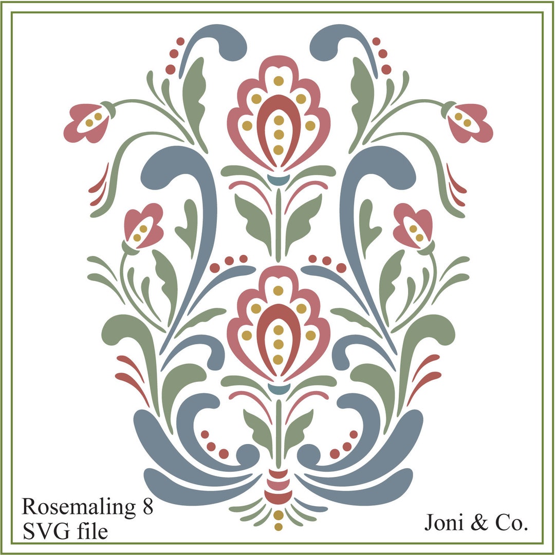 Scandinavian SVG File, Rosemaling Flowers, Swedish Folk Art Svg, Vinyl ...