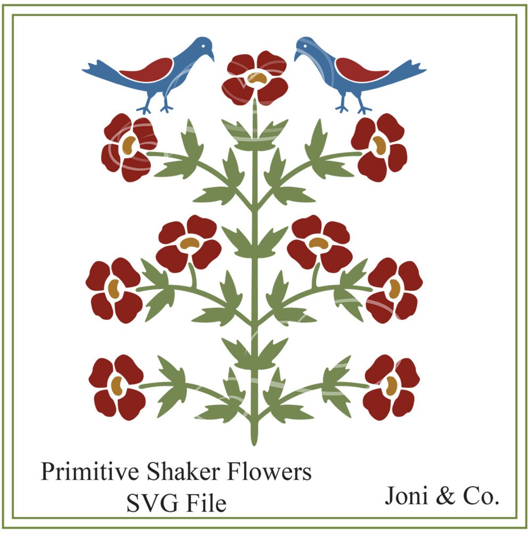 Primitive Bird SVG File Download, Primitive Flowers SVG, Shaker Svg ...