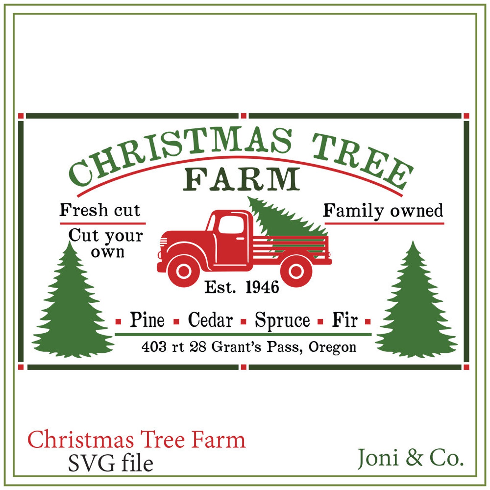 Christmas Tree Truck Farm Sign SVG Red Truck Svg Rustic - Etsy