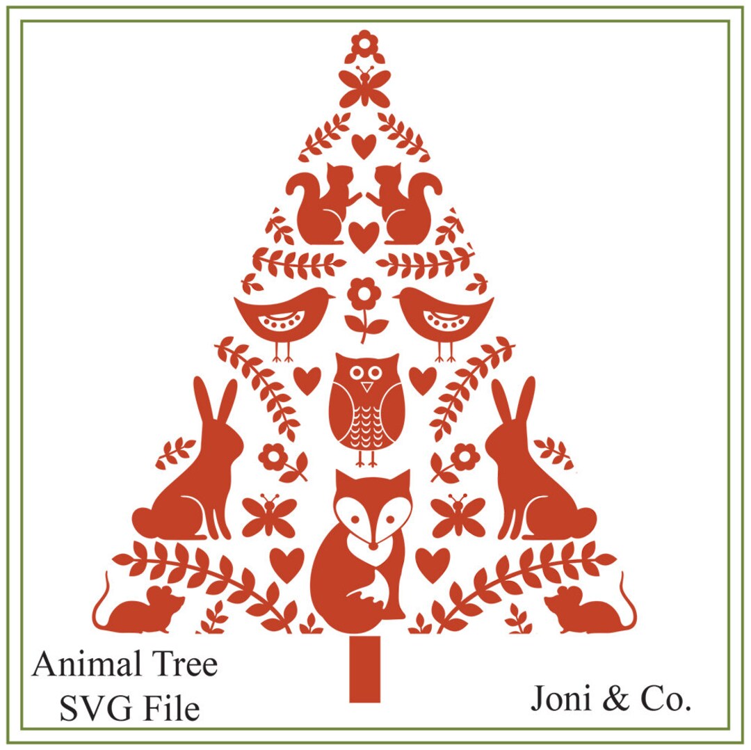 Animal Tree Svg, Tree Svg, Fox, Rabbit, Squirrel, Bird, Butterfly ...