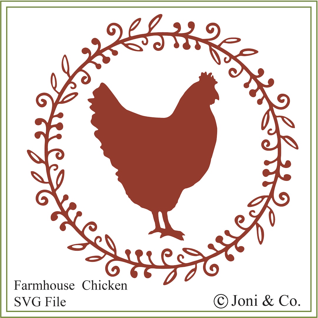 Farmhouse SVG, Chicken Wreath Svg. Country, Rustic Farm Sign, Glass ...