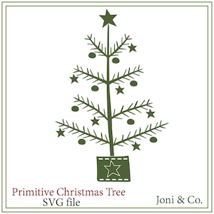 Primitive Christmas Svg, Primitive Tree Svg,,christmas Cards Printable ...