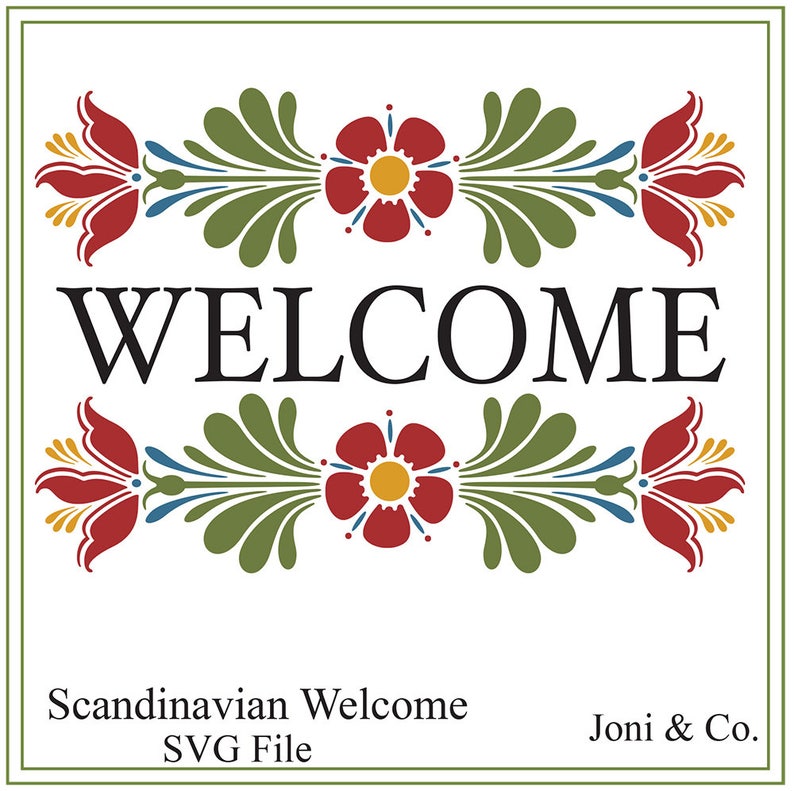 Scandinavian Welcome Svg, Rosemaling, Swedish Folk Art Svg, Vinyl ...
