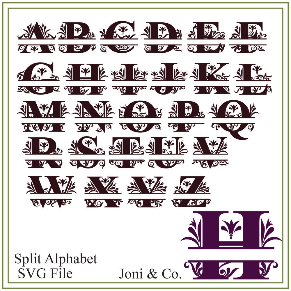 Split Alphabet Svg Monogram Alphabet Glass Block Alphabet - Etsy