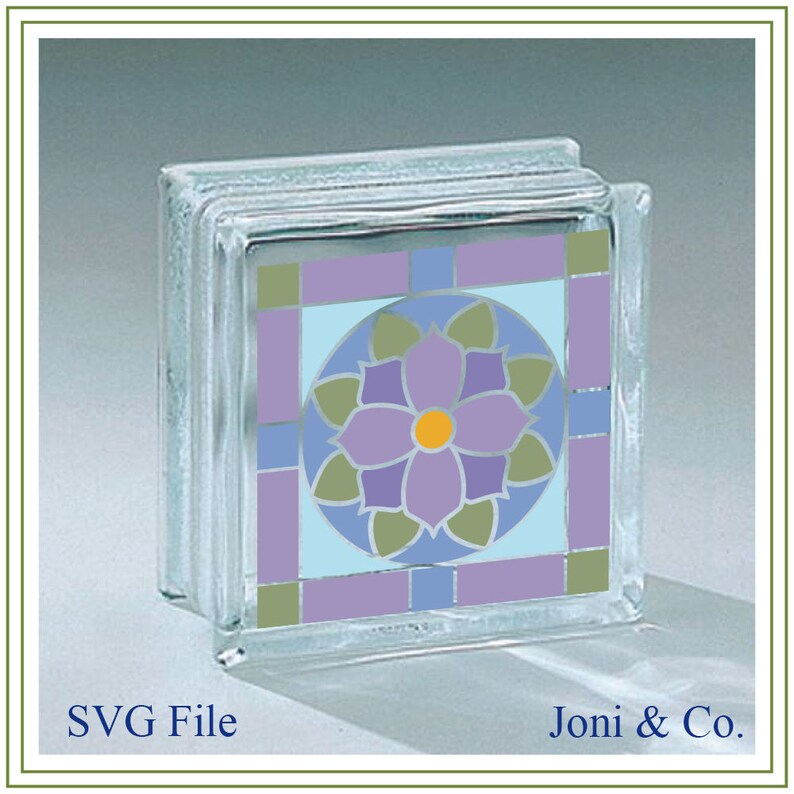 Flower Glass Block SVG Stained Glass Glass Block Design SVG | Etsy
