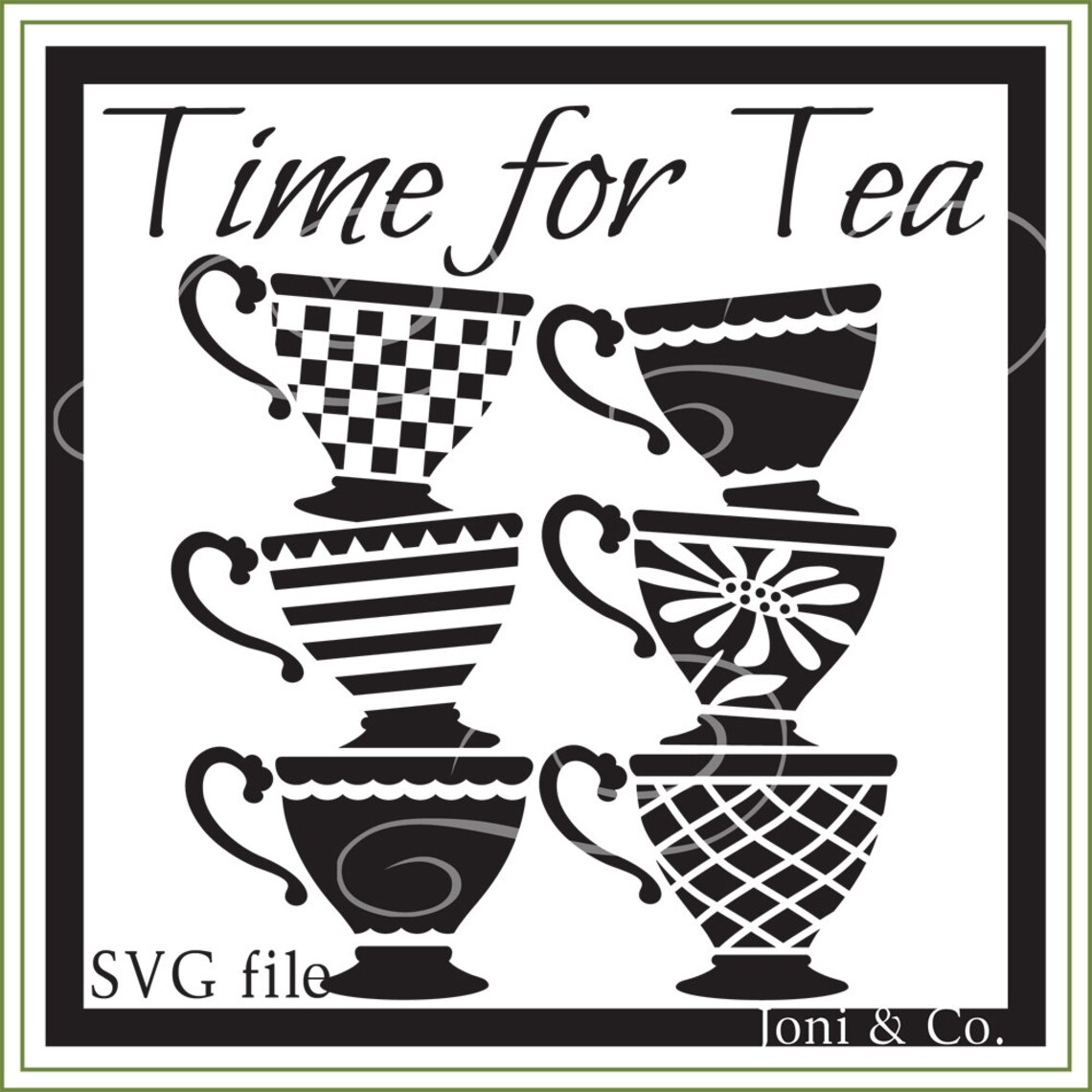 Tea Cups SVG File Glass Block Design Tea Svg Kitchen Svg | Etsy