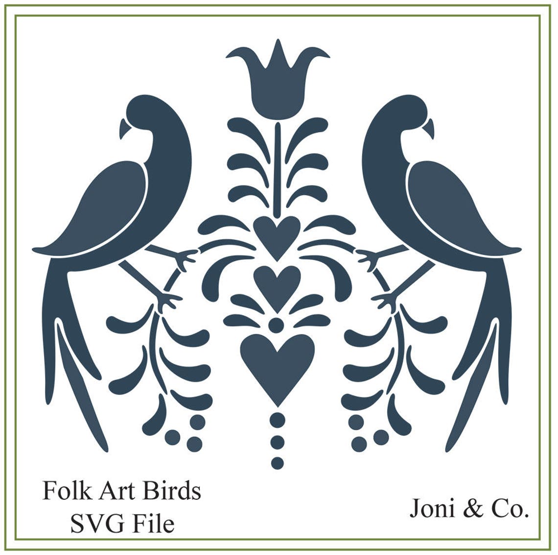 Folk Art Birds SVG File Download Primitive Flowers SVG Glass - Etsy