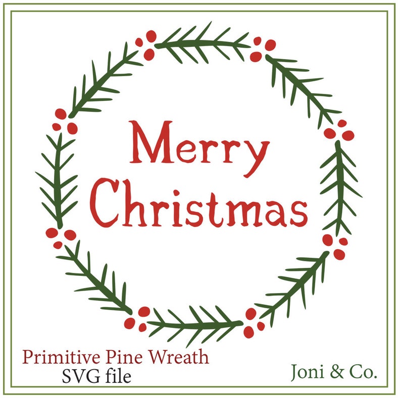 Primitive Christmas svg Primitive Wreath svgtarjetas de | Etsy